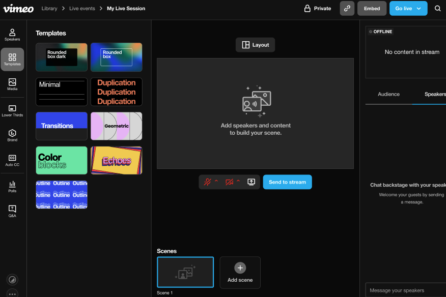 How to use scene templates in live events – Vimeo Help Center