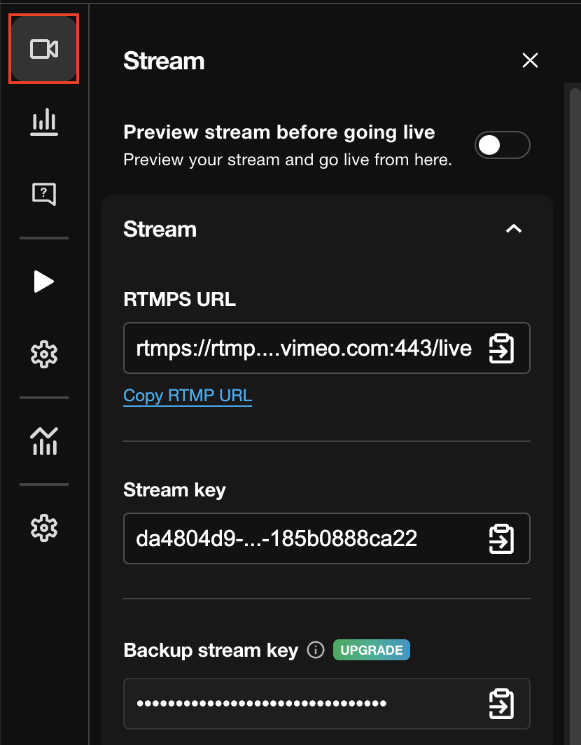 How to create a backup stream – Vimeo Help Center